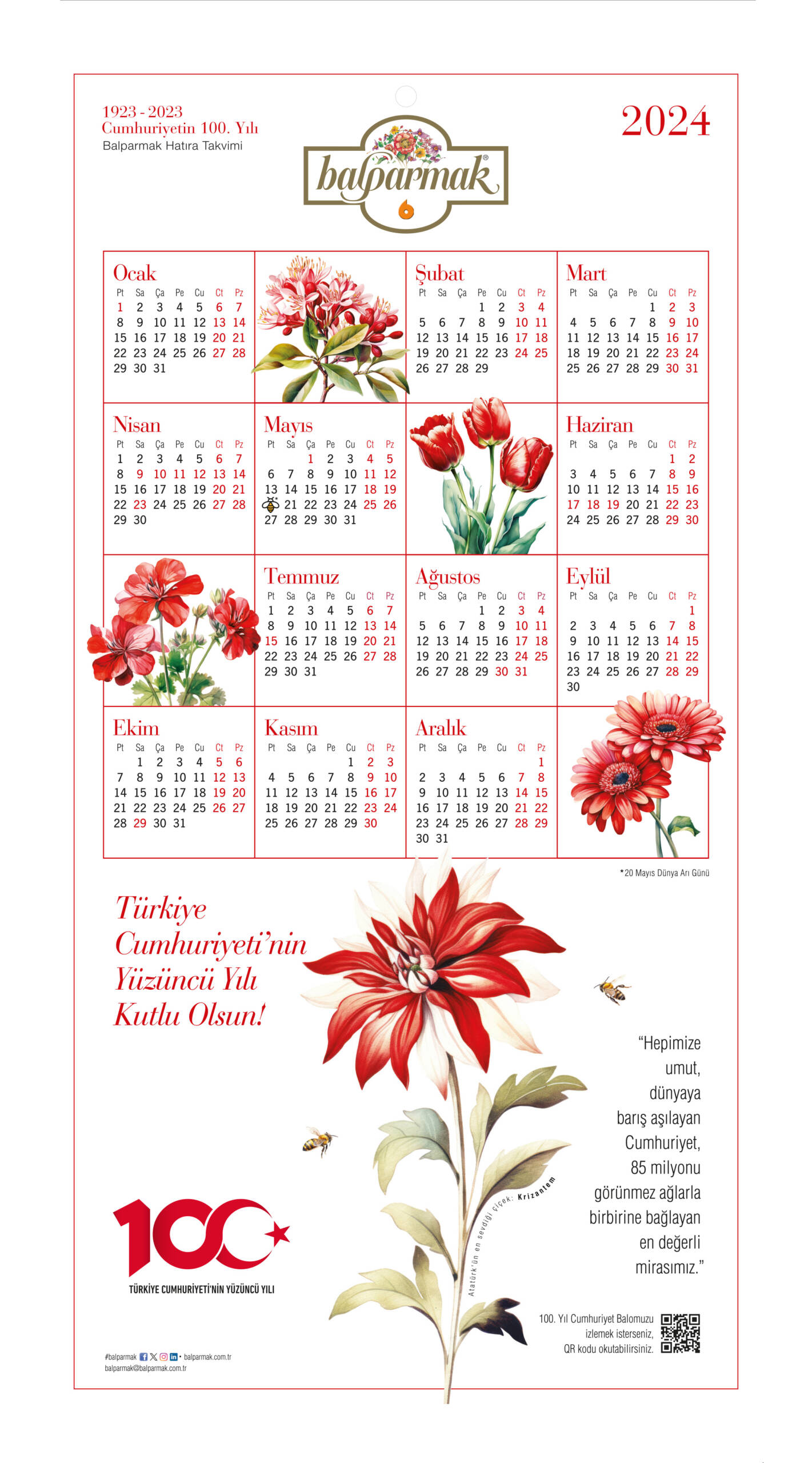 Balparmak’tan Cumhuriyet'in 100. Yılına Özel Takvim